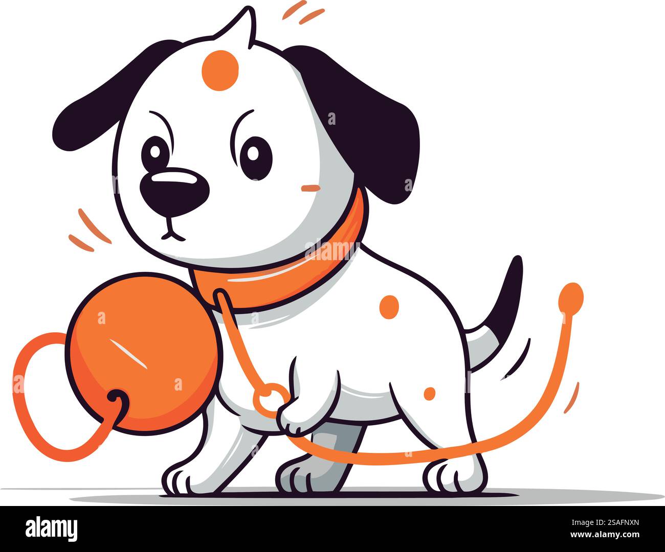 Cute cartoon dachshund dog with a leash. Vector illustration Stock ...