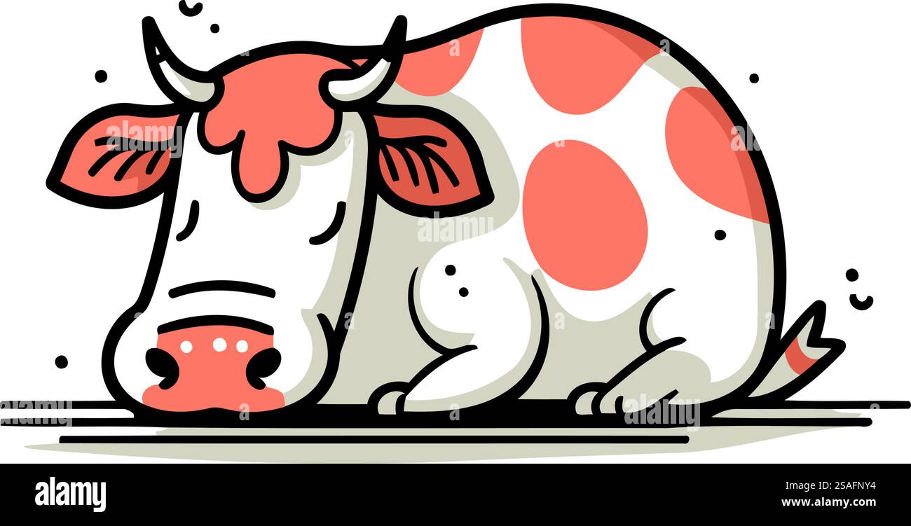 Cute cartoon cow. Vector illustration in doodle style Stock Vector ...