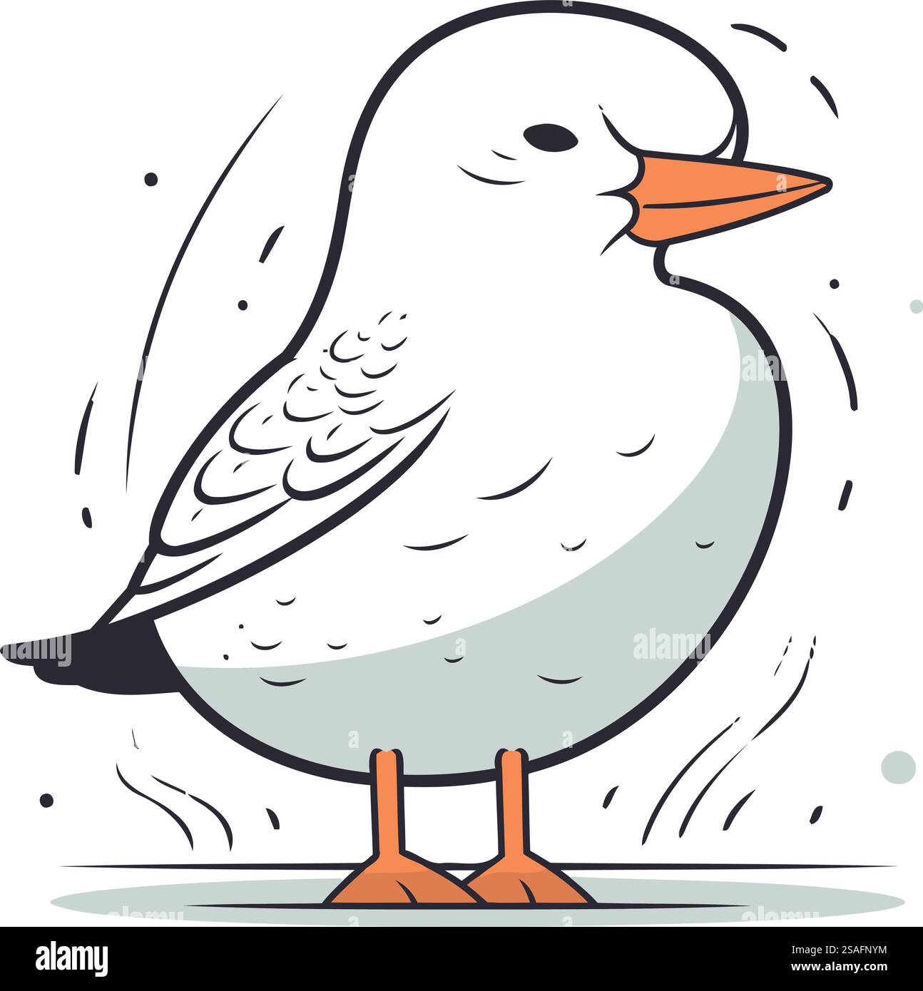 Cute cartoon seagull on white background. Vector illustration Stock ...