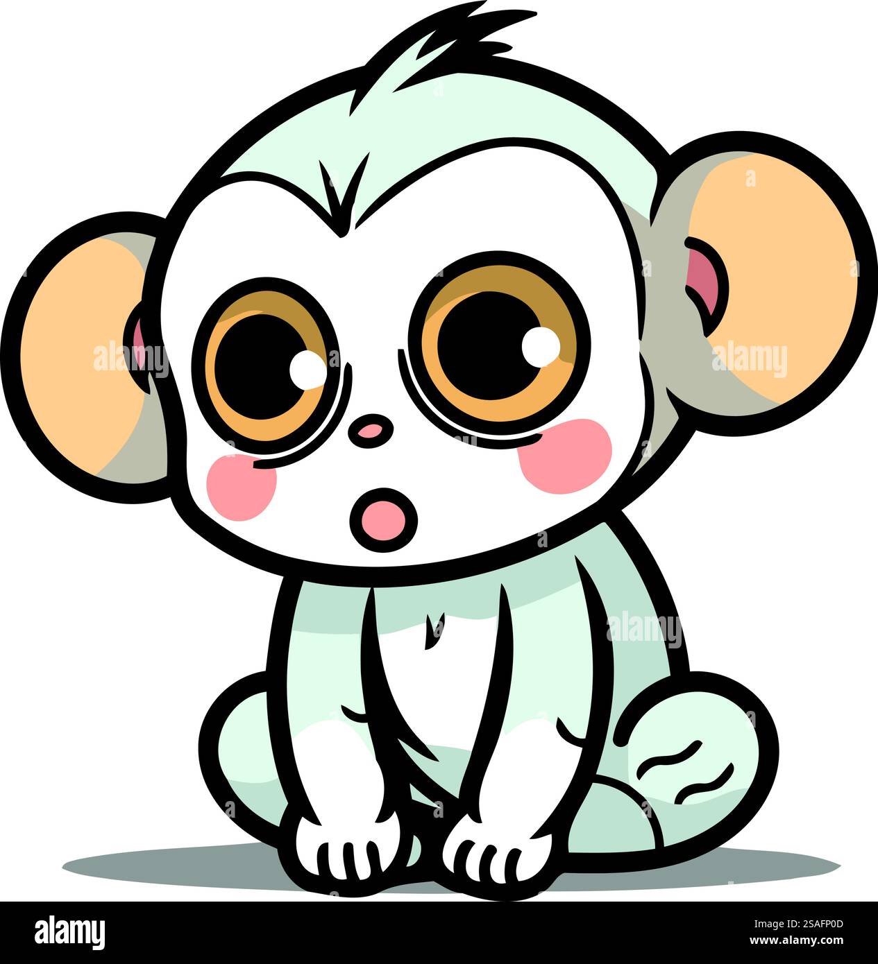 Cute little monkey cartoon character vector illustration. Cute little ...
