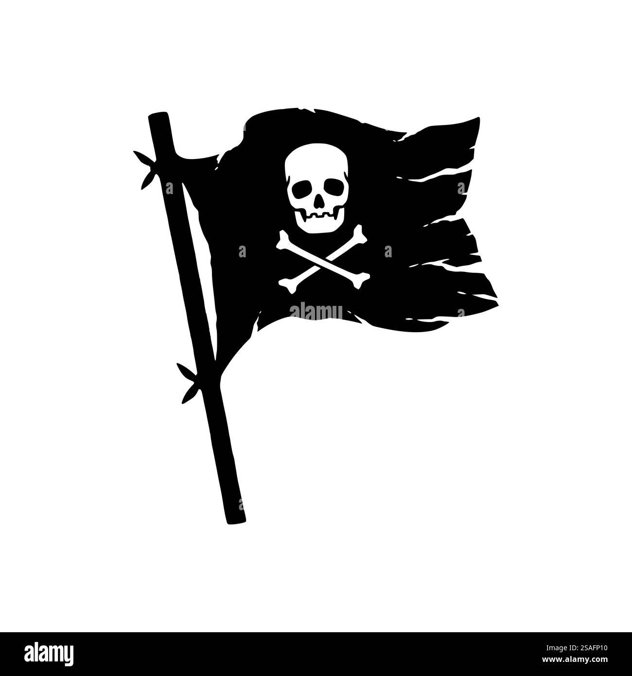 Waving pirate flag concept. Pirate flag with skull and crossbones ...