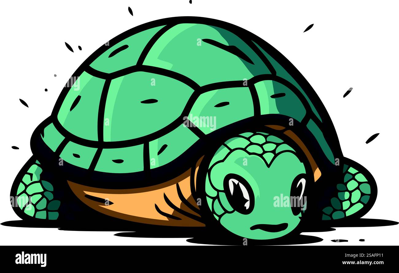 Cartoon turtle. Vector illustration. Isolated on white background Stock ...