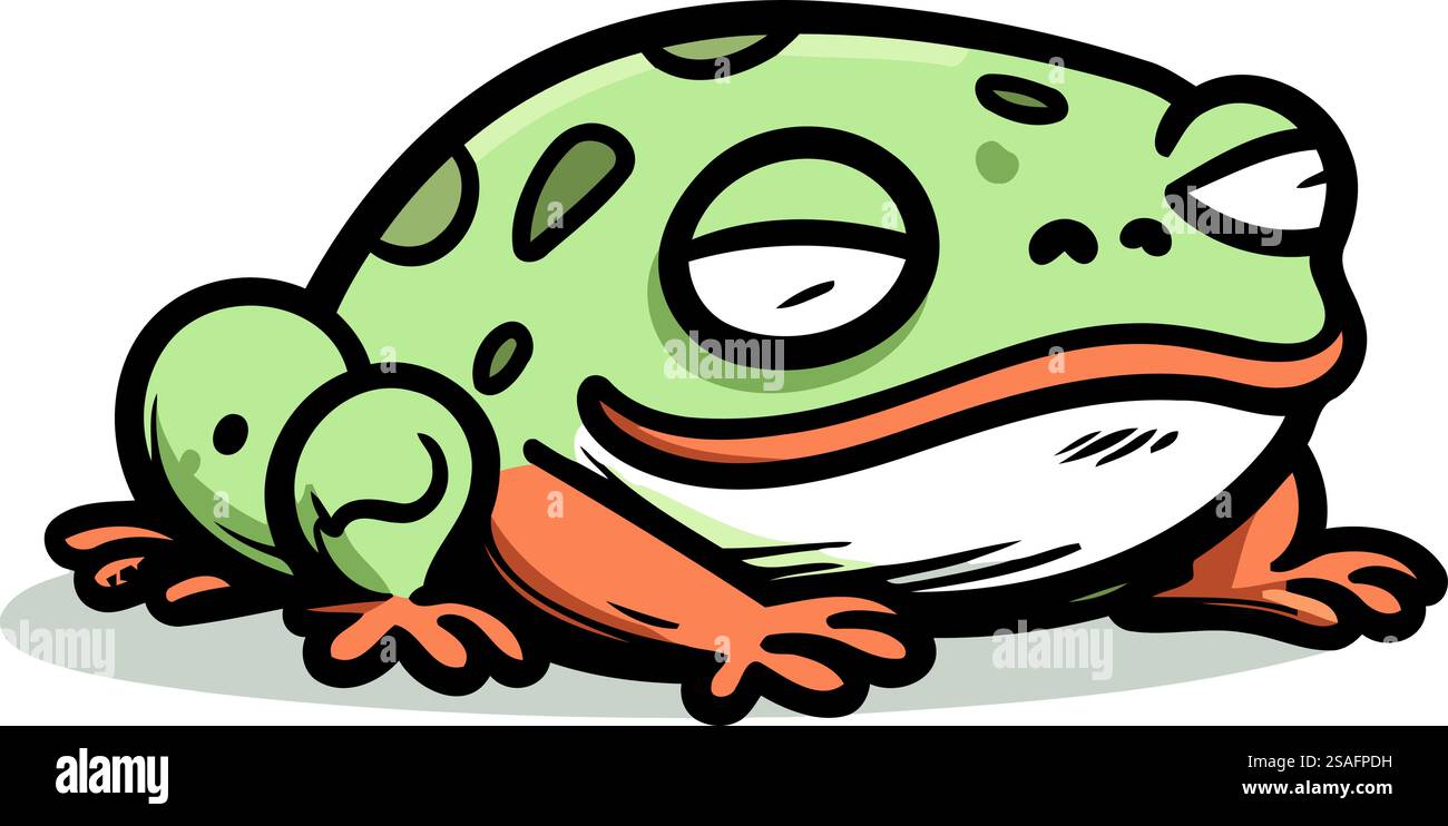 Frog cartoon character isolated on white background. Colorful vector ...