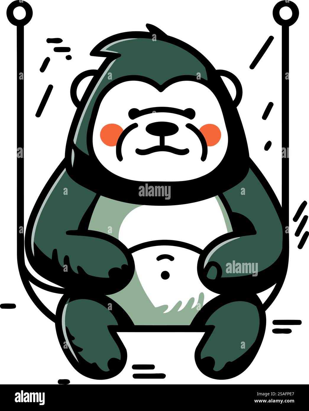 illustration of a panda sitting on a swing. vector illustration Stock ...