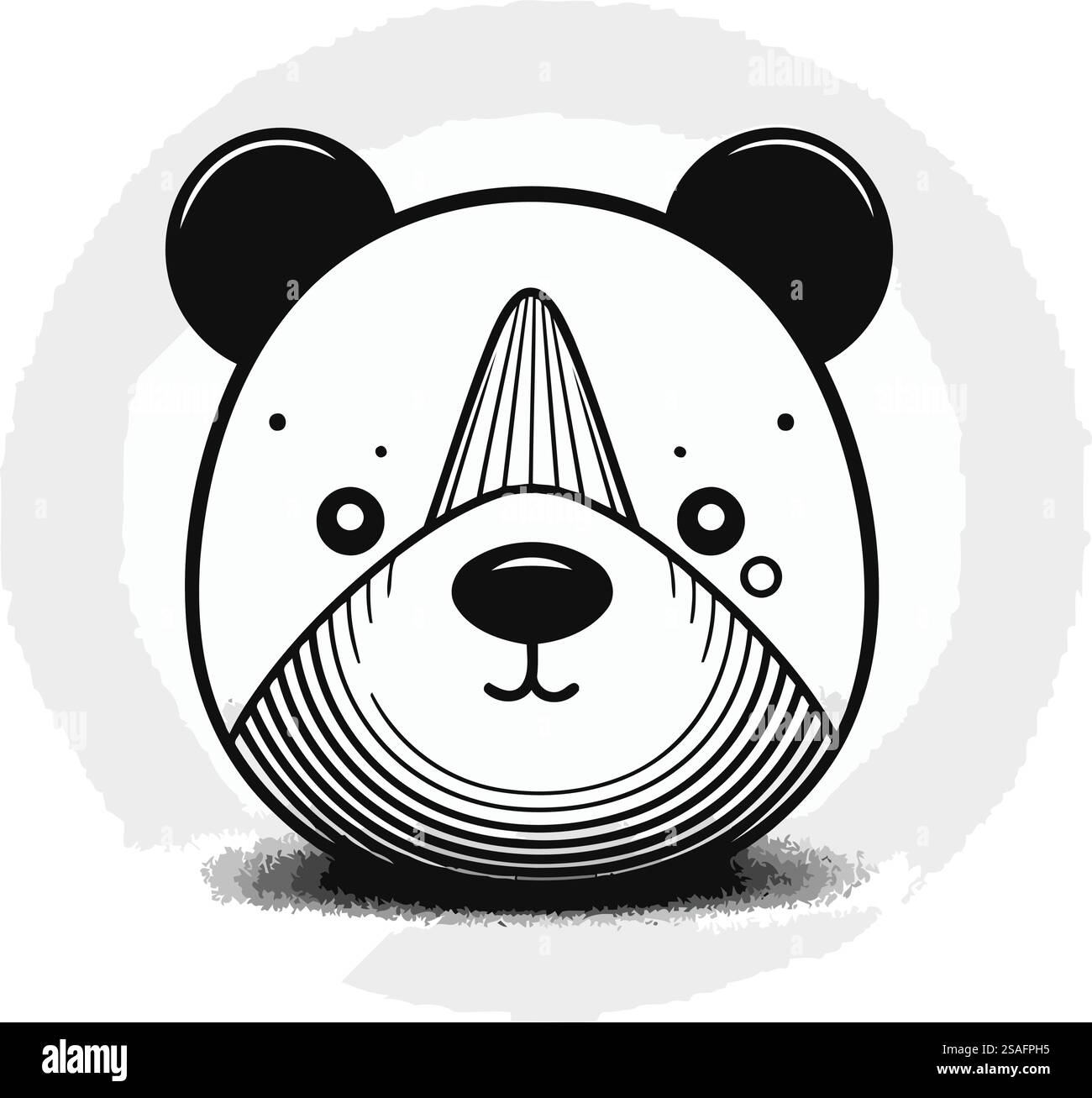 Cute panda bear. Vector illustration in black and white Stock Vector ...