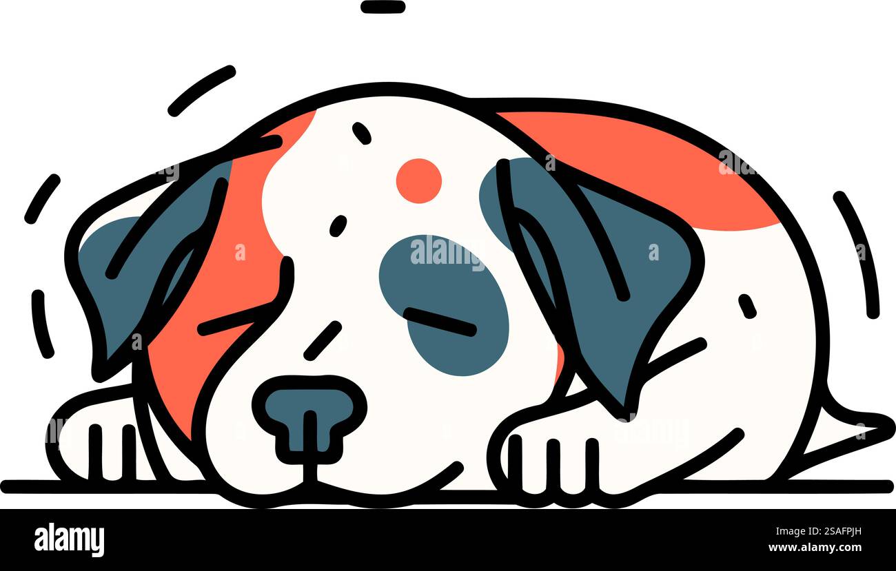 Cute cartoon dog sleeping. Vector illustration in doodle style Stock ...