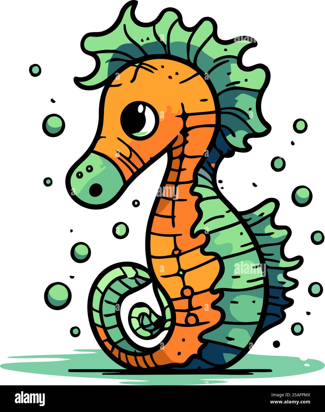 Cartoon seahorse. Vector illustration. Isolated on white background ...