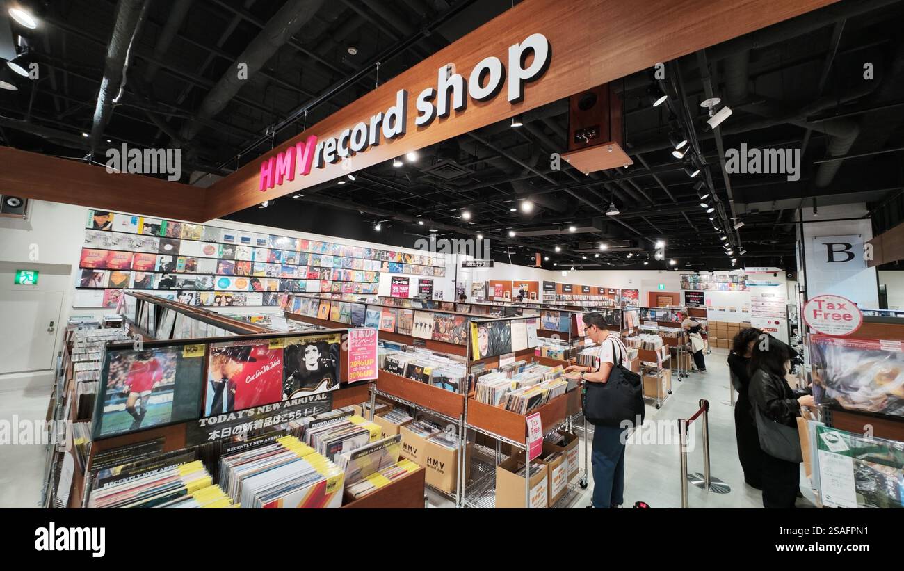 HMV record shop vinyl section at Umeda, Osaka Stock Photo - Alamy