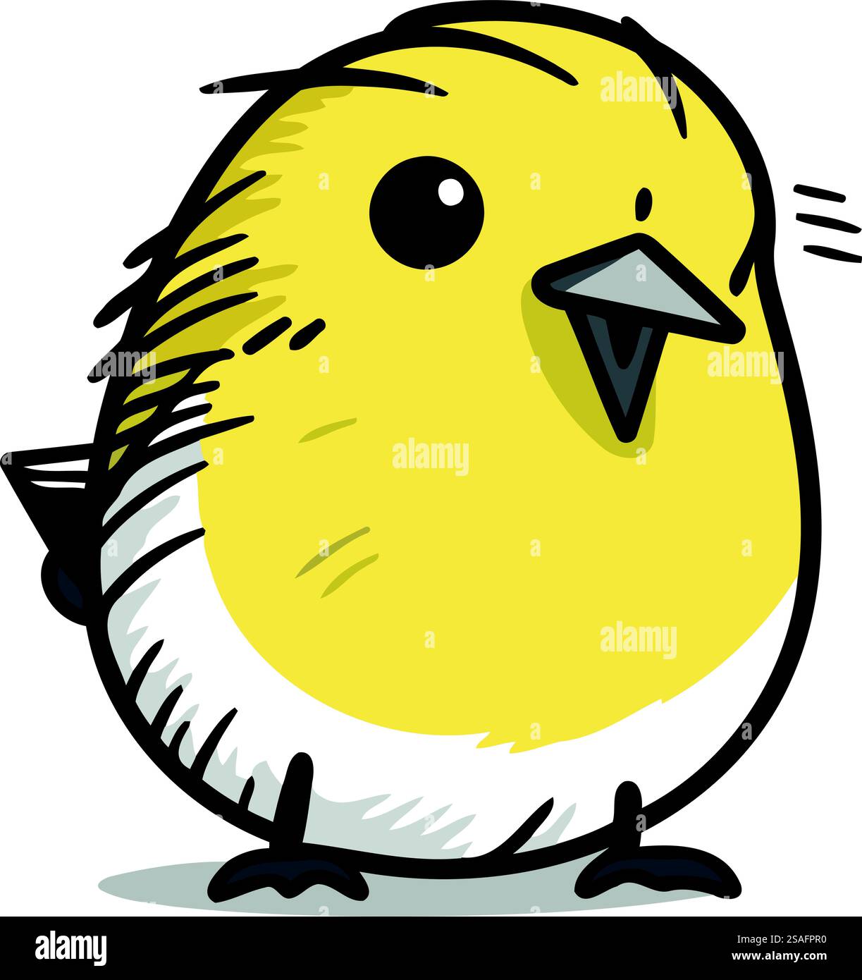 cute little yellow bird isolated on a white background. vector ...