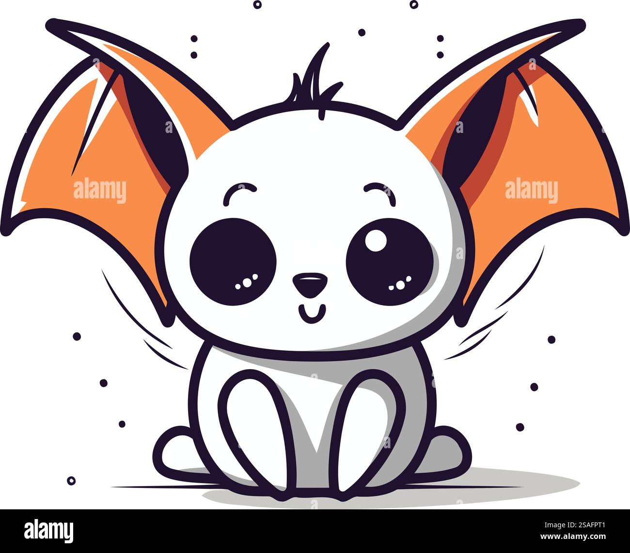Cute cartoon little bat isolated on white background. Vector ...