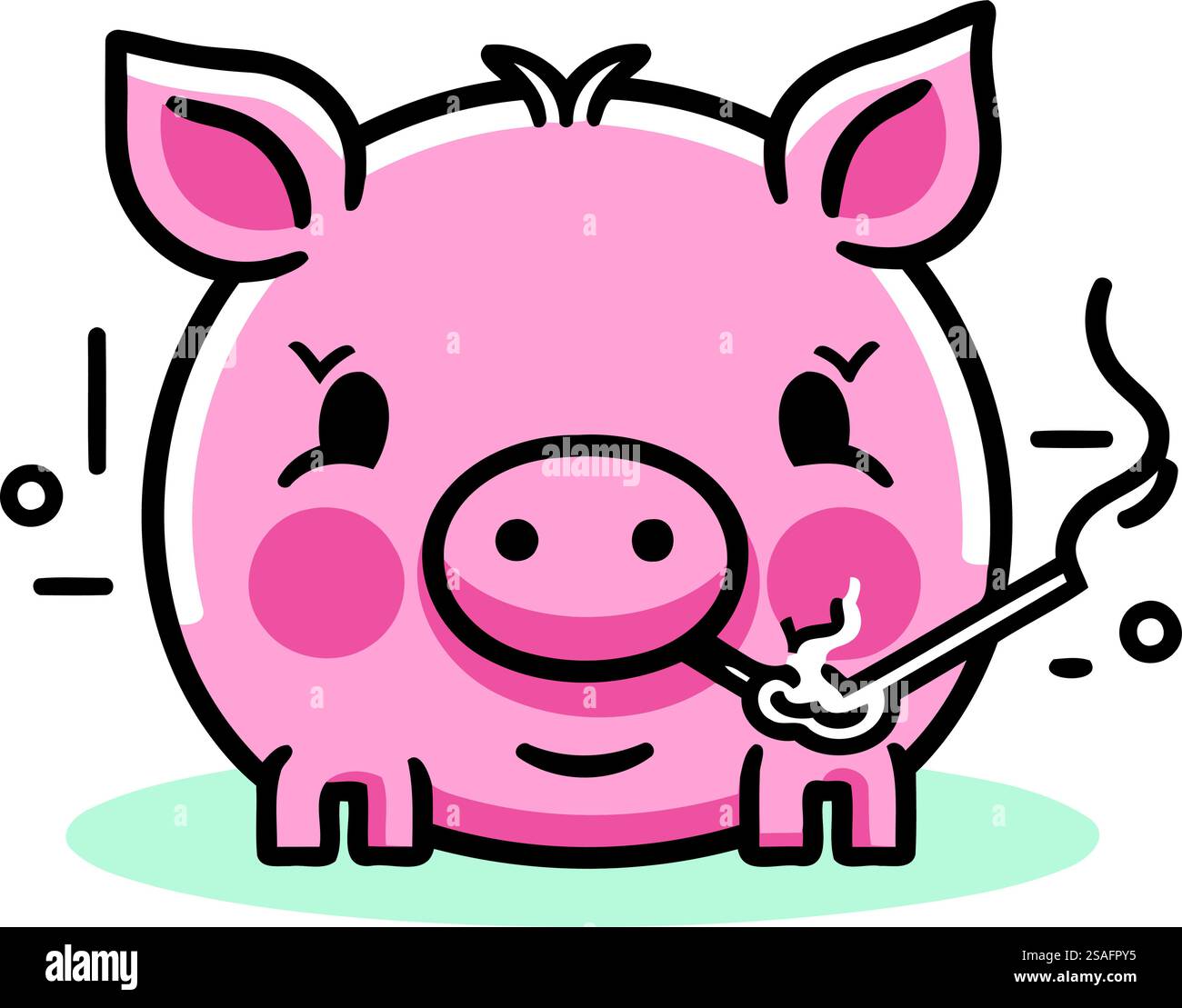 Cute pig with smoking pipe. Vector illustration in cartoon style Stock ...