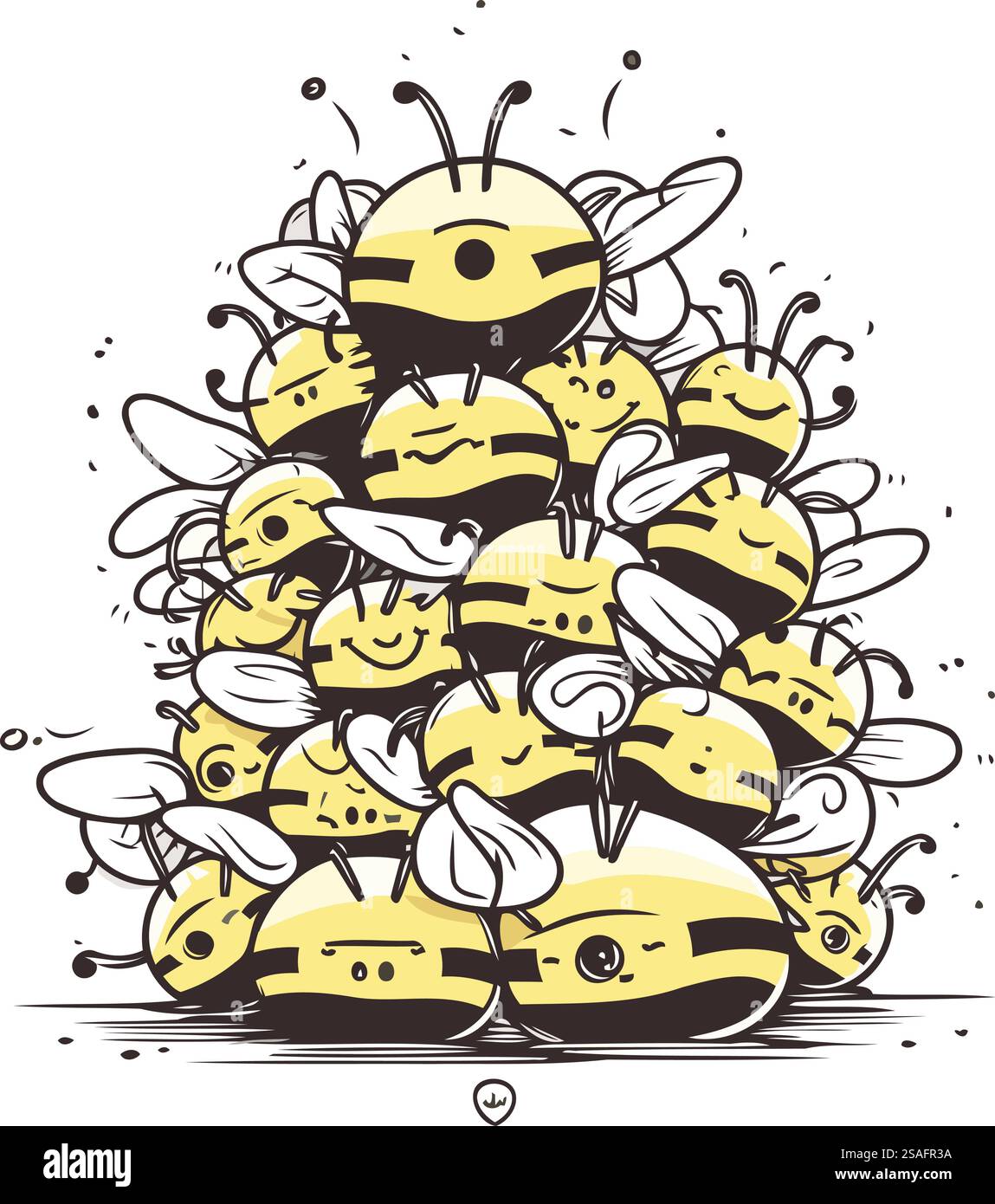 Cartoon bee with honeycombs and bees. Vector illustration Stock Vector ...