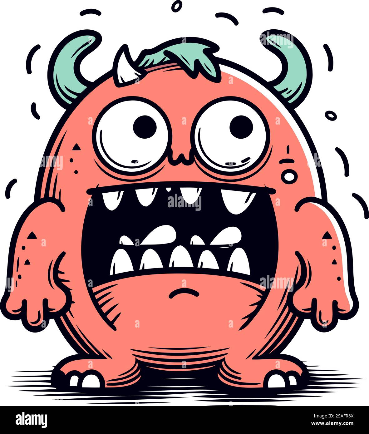 Angry cartoon monster. Vector illustration isolated on a white ...