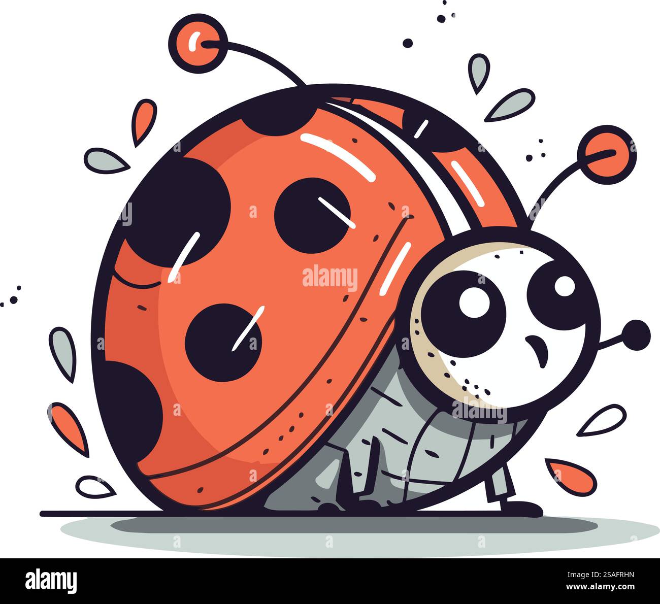 Cute cartoon ladybug. Vector illustration in a flat style Stock Vector ...