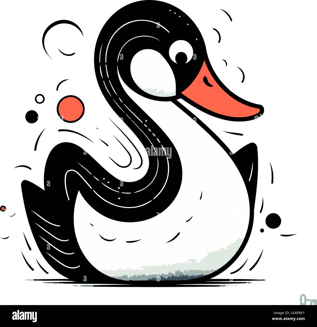 Vector illustration of a cute cartoon swan. Isolated on white ...