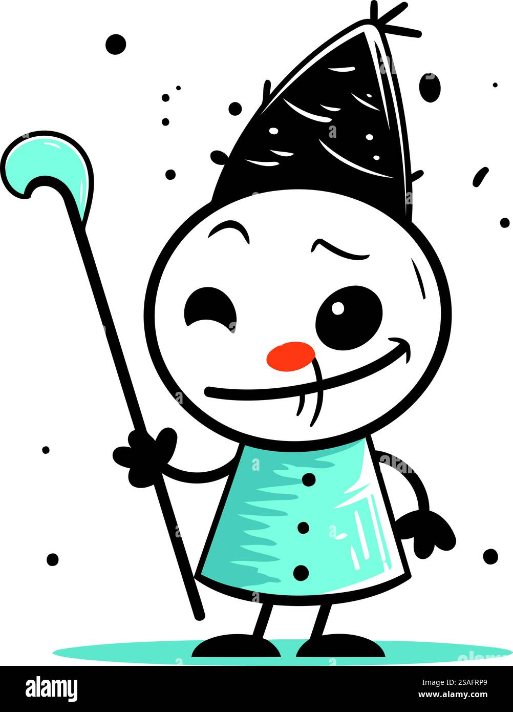 Cartoon snowman with golf club. Vector clip art illustration Stock ...