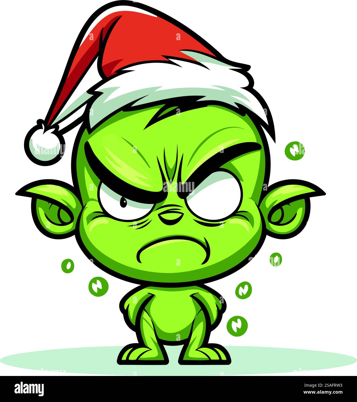 Zombie in a Santa Claus hat. Cartoon character. Vector illustration ...