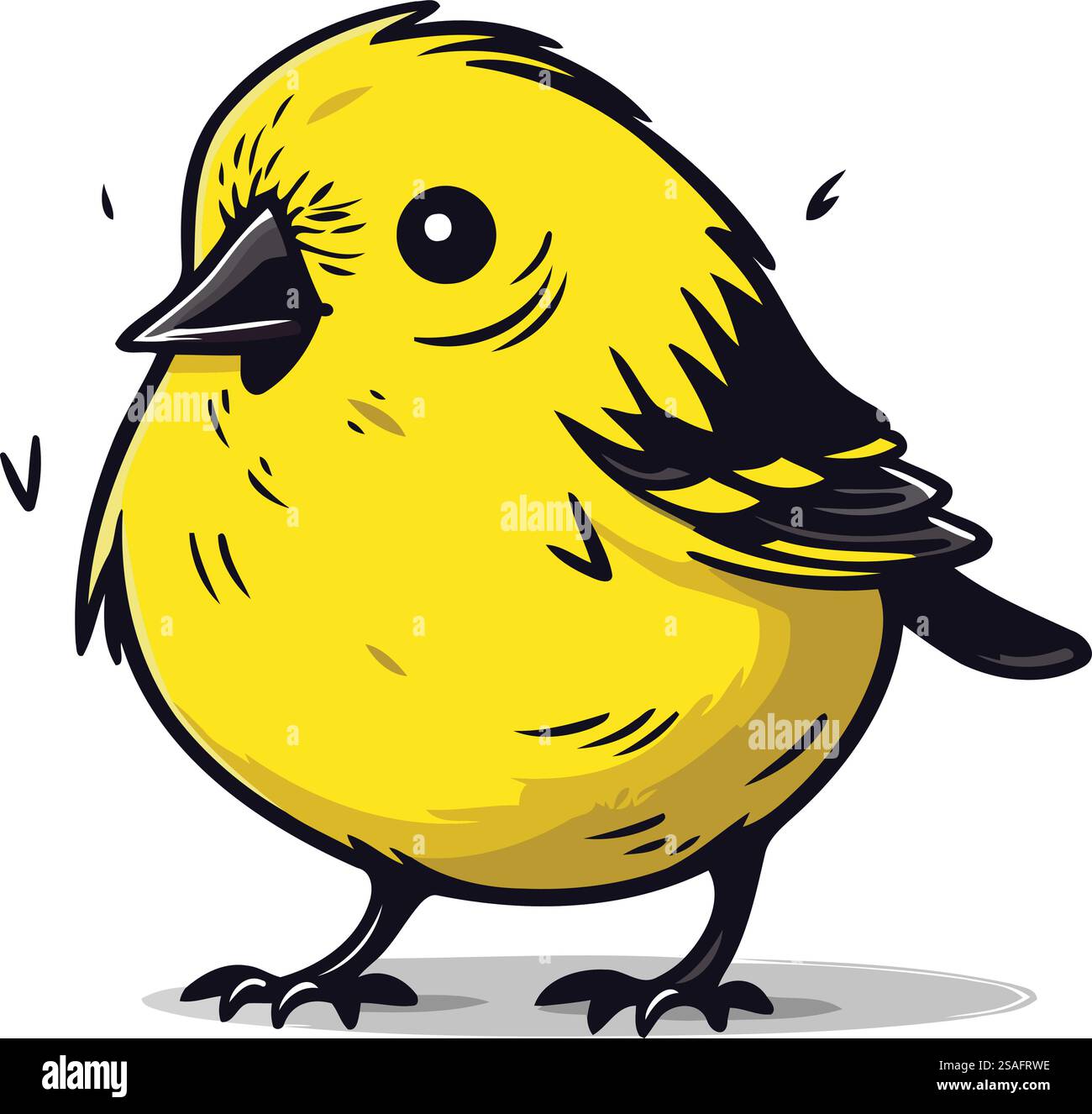 Illustration of a cute little yellow bird on a white background Stock ...