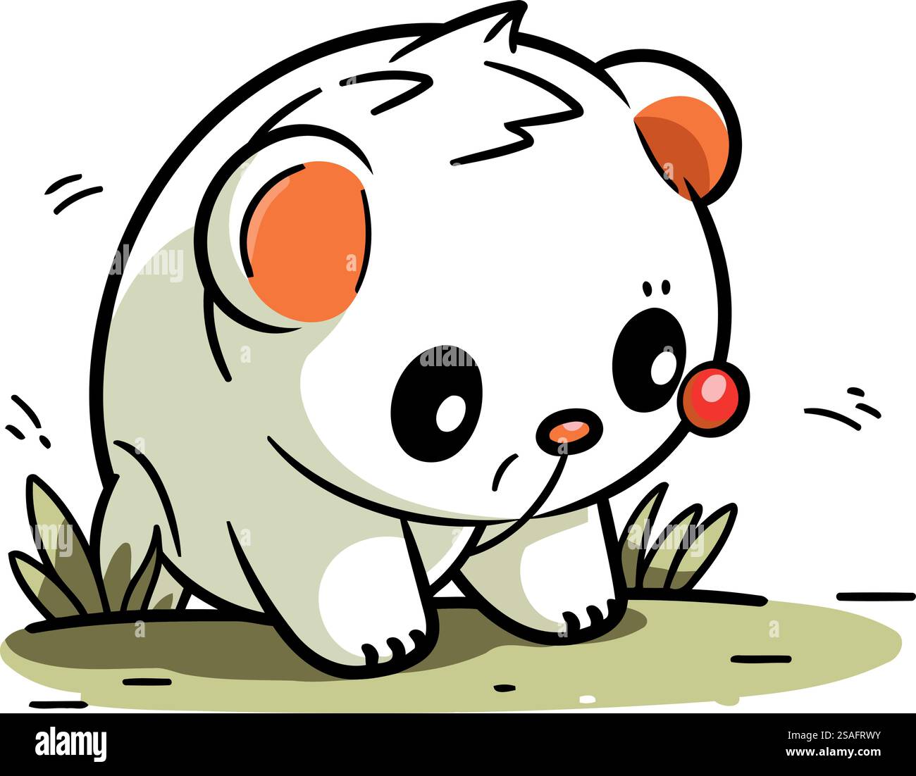 Cute cartoon hamster sitting on the ground. Vector illustration Stock ...