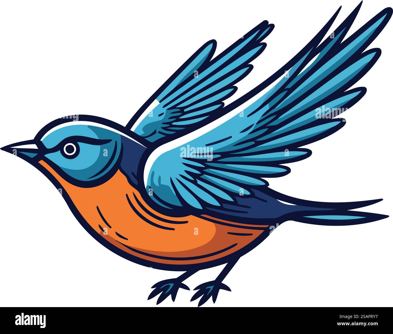 Vector illustration of a blue bird. Isolated on white background Stock ...