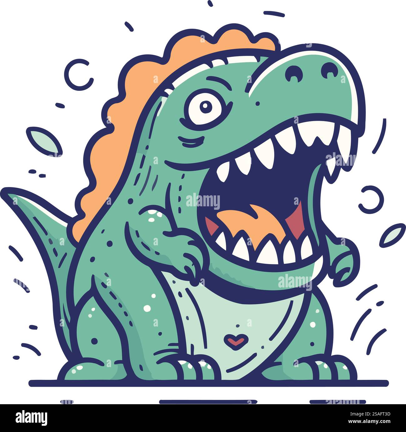 Cartoon tyrannosaurus rex. Vector illustration of cute dinosaur Stock ...