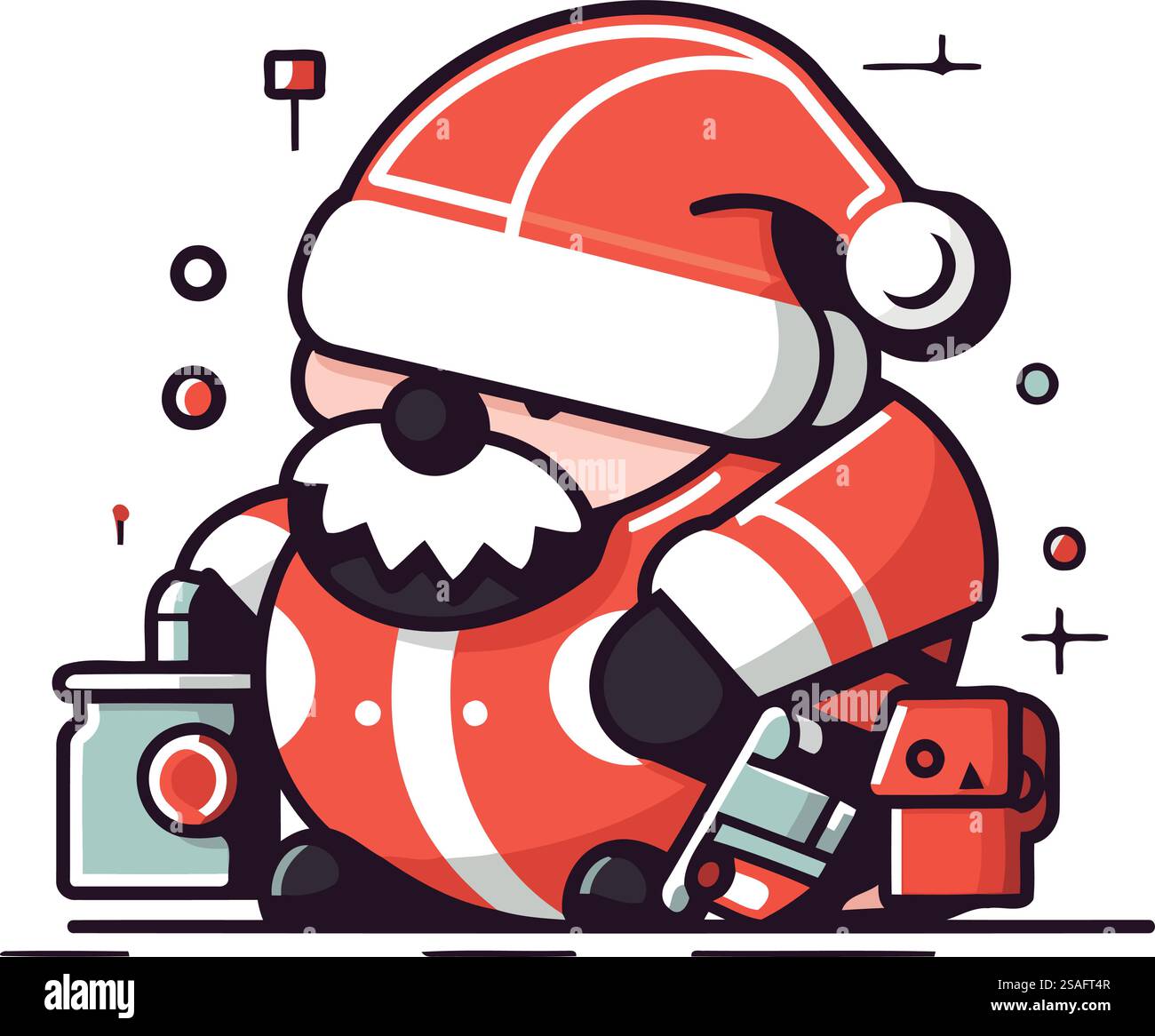 Santa Claus with a paint can. Vector illustration in cartoon style ...