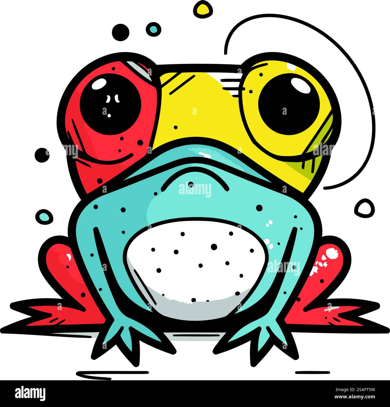 Funny cartoon frog. Vector illustration. Isolated on white background ...