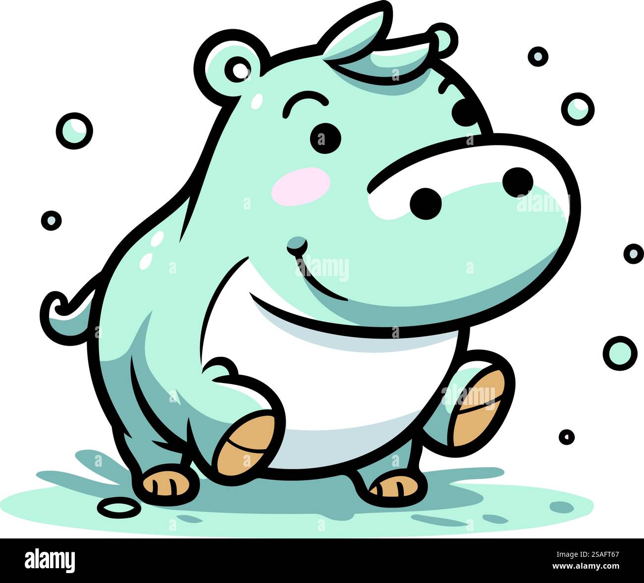 Hippopotamus. Cute cartoon animal. Vector illustration Stock Vector ...