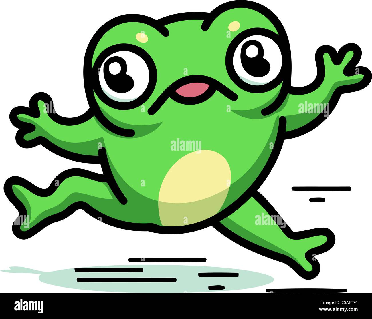 Frog running. Funny cartoon character. Colorful vector illustration ...