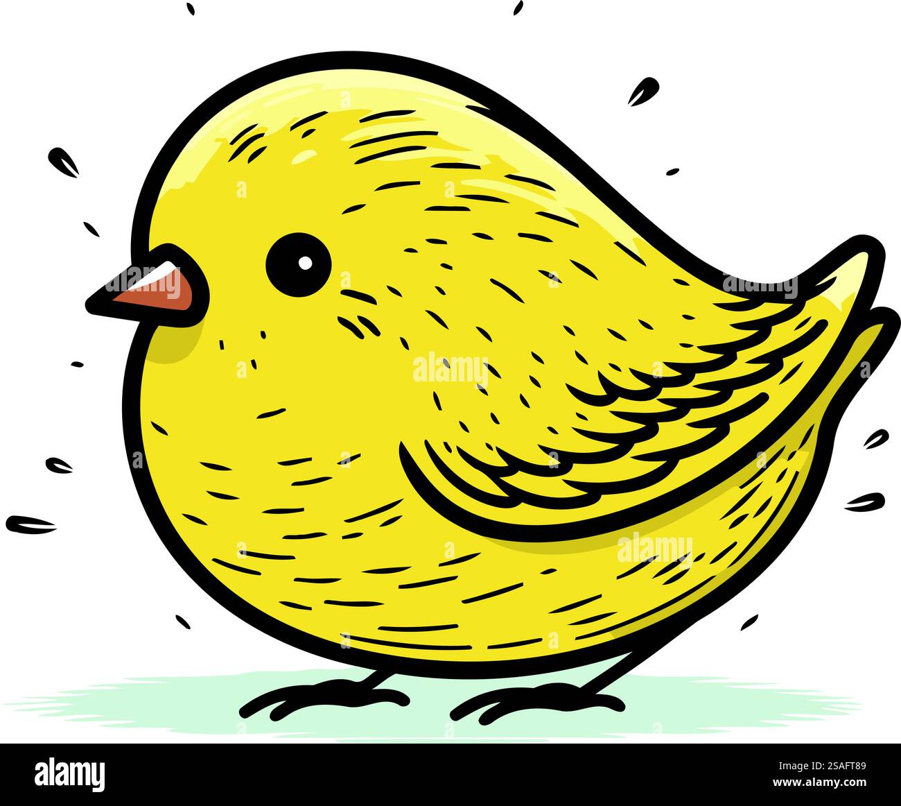 Cute yellow chick isolated on white background. Hand drawn vector ...