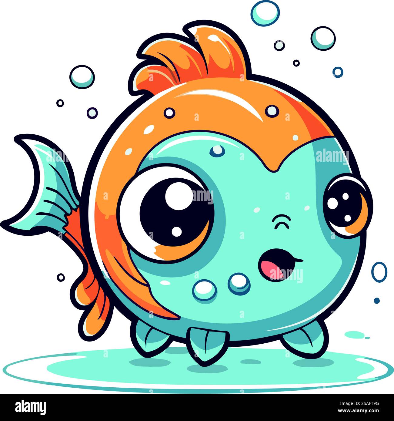 Cute cartoon fish. Vector illustration isolated on a white background ...