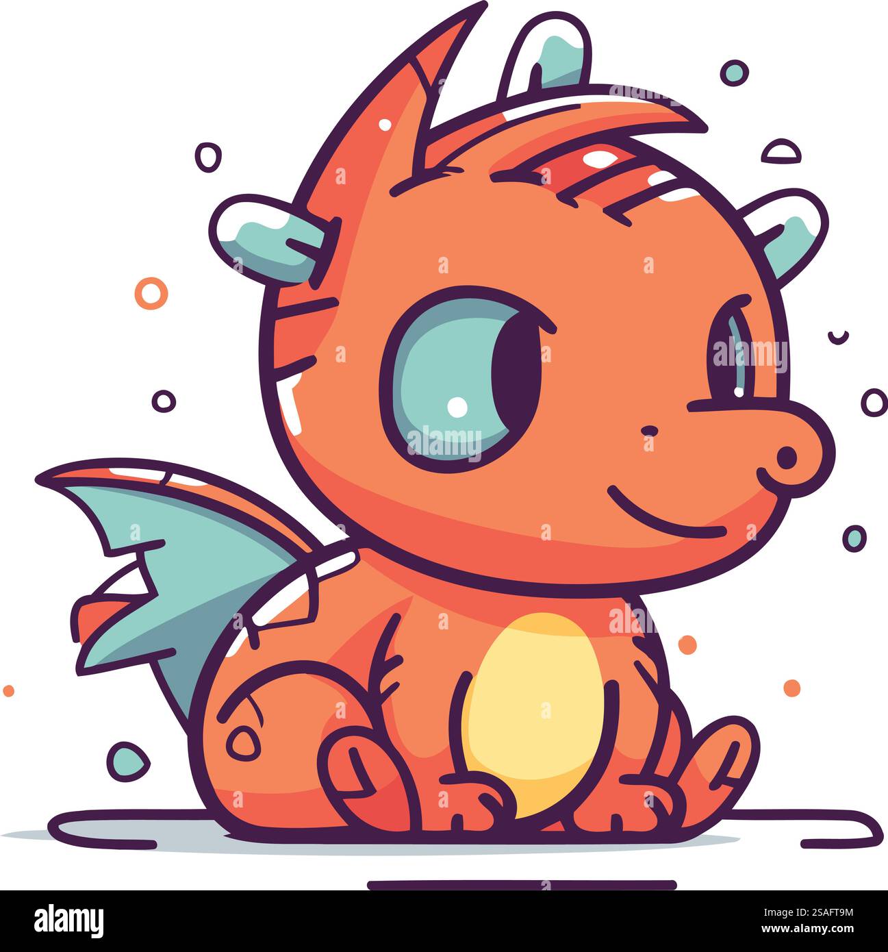 Cute cartoon dragon. Vector illustration. Isolated on white background ...