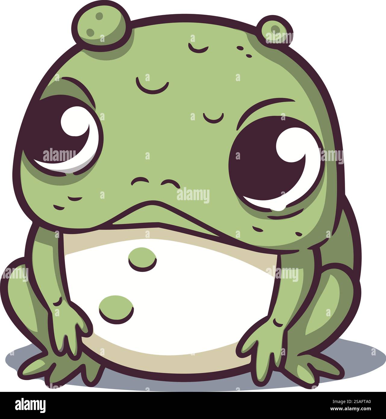 Cute cartoon frog isolated on a white background. Vector illustration ...