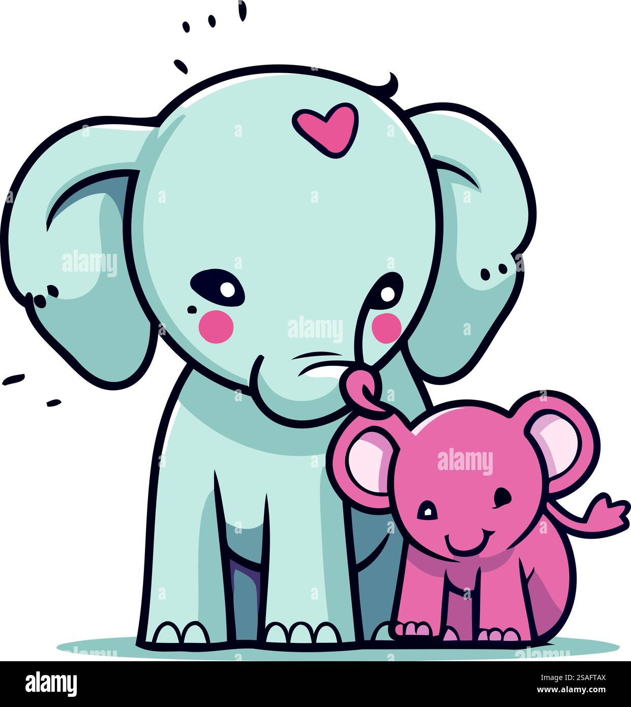 Cute cartoon elephant with a teddy bear. Vector illustration Stock ...