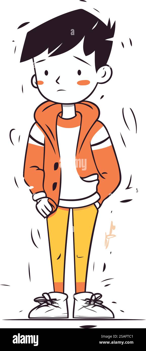 sad boy cartoon vector illustration. bad boy cartoon character. bad boy ...