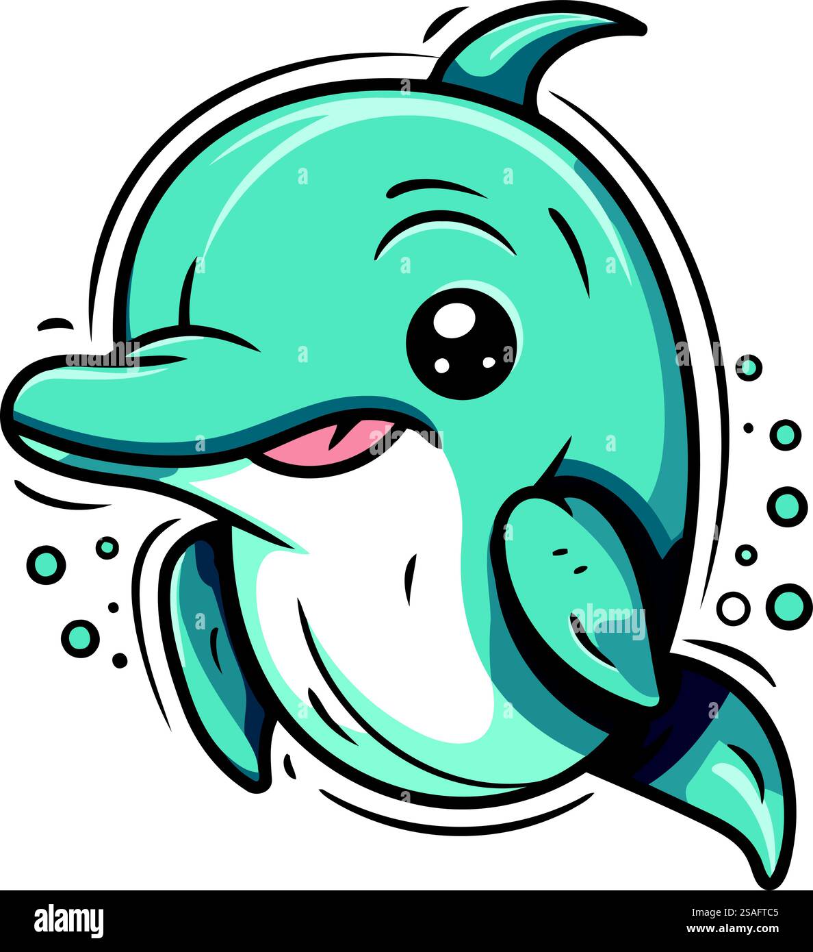 Cartoon dolphin. Vector illustration isolated on a white background ...