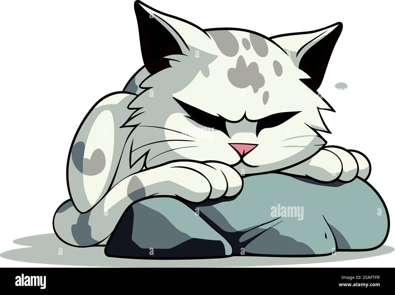 White cat relaxing on Stock Vector Images - Alamy