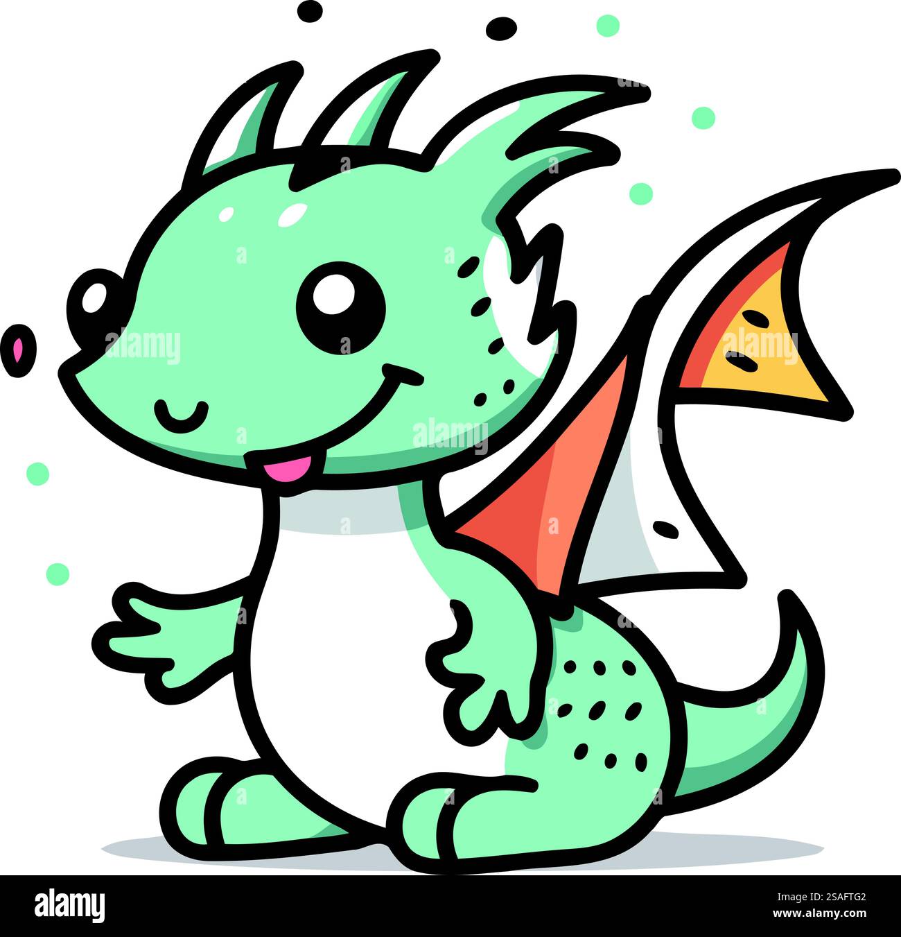 Cute little dragon. Vector illustration in a flat cartoon style Stock ...