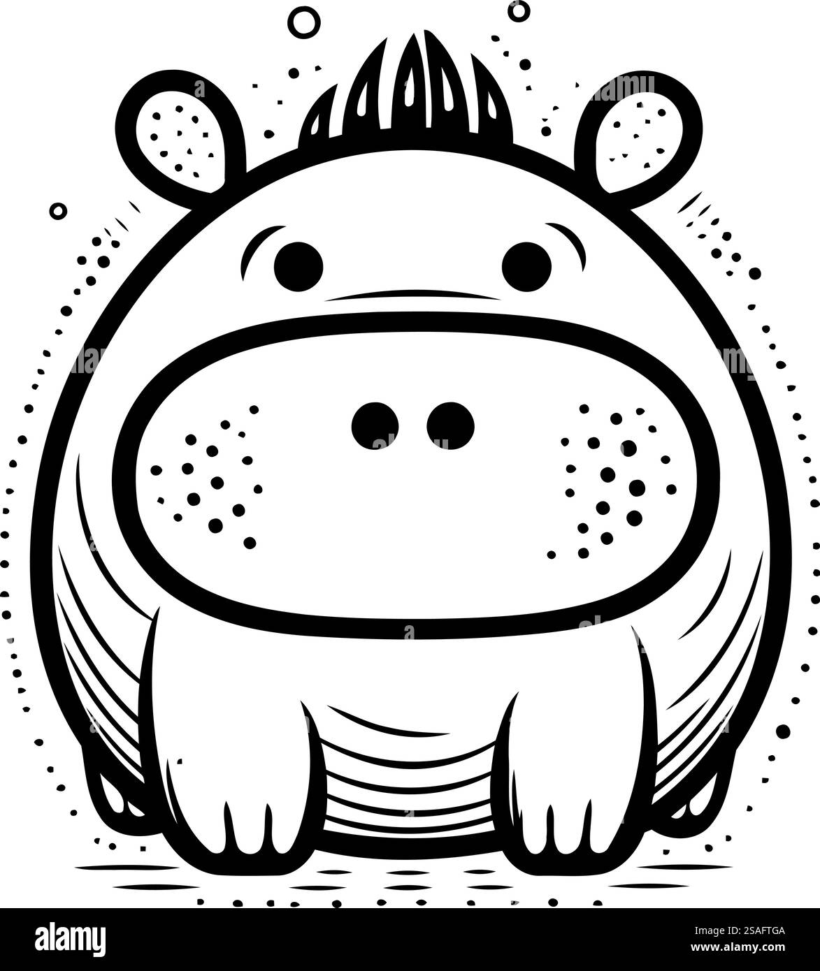 Cute hippo. Vector illustration. Isolated on white background Stock ...