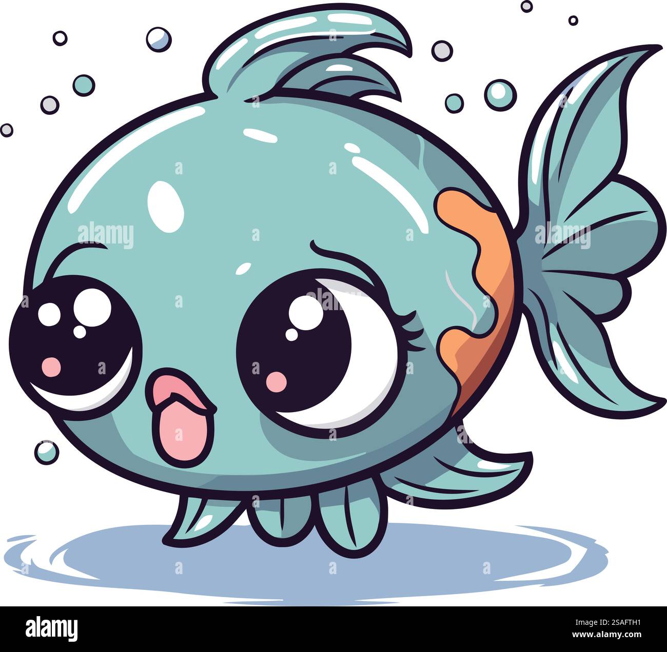 Cute cartoon fish. Vector illustration isolated on a white background ...