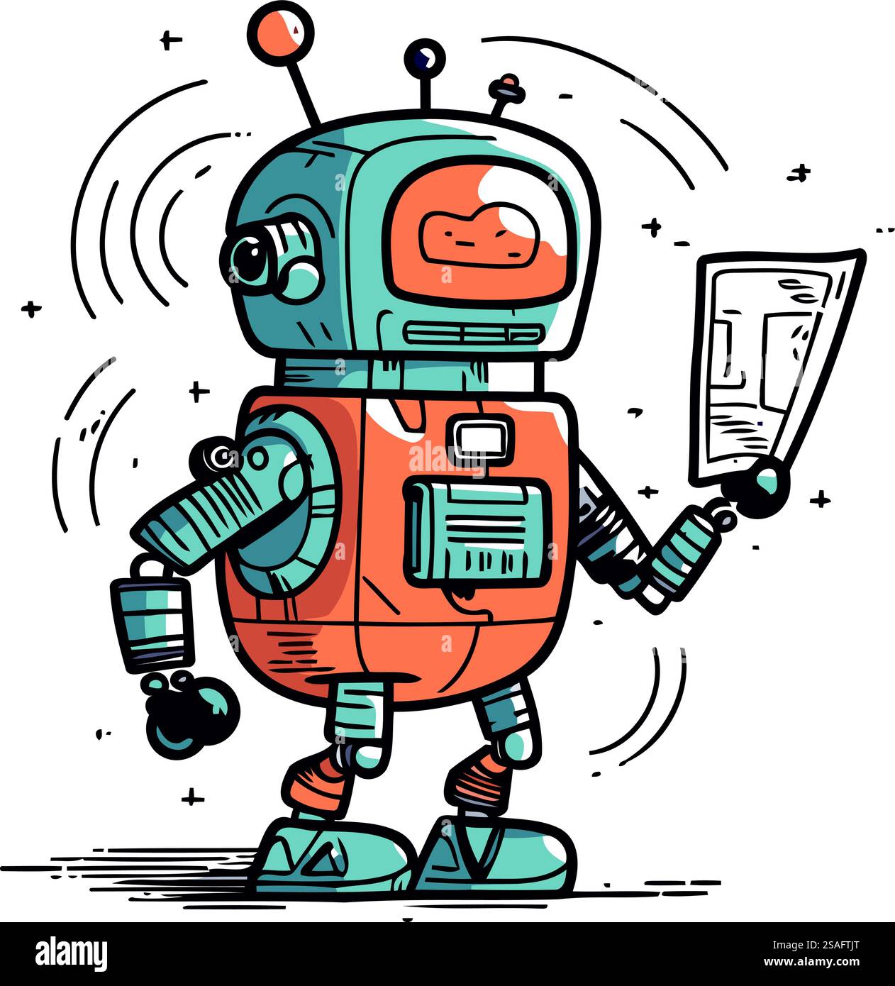 Cartoon robot with a diploma. Vector illustration of a robot Stock ...