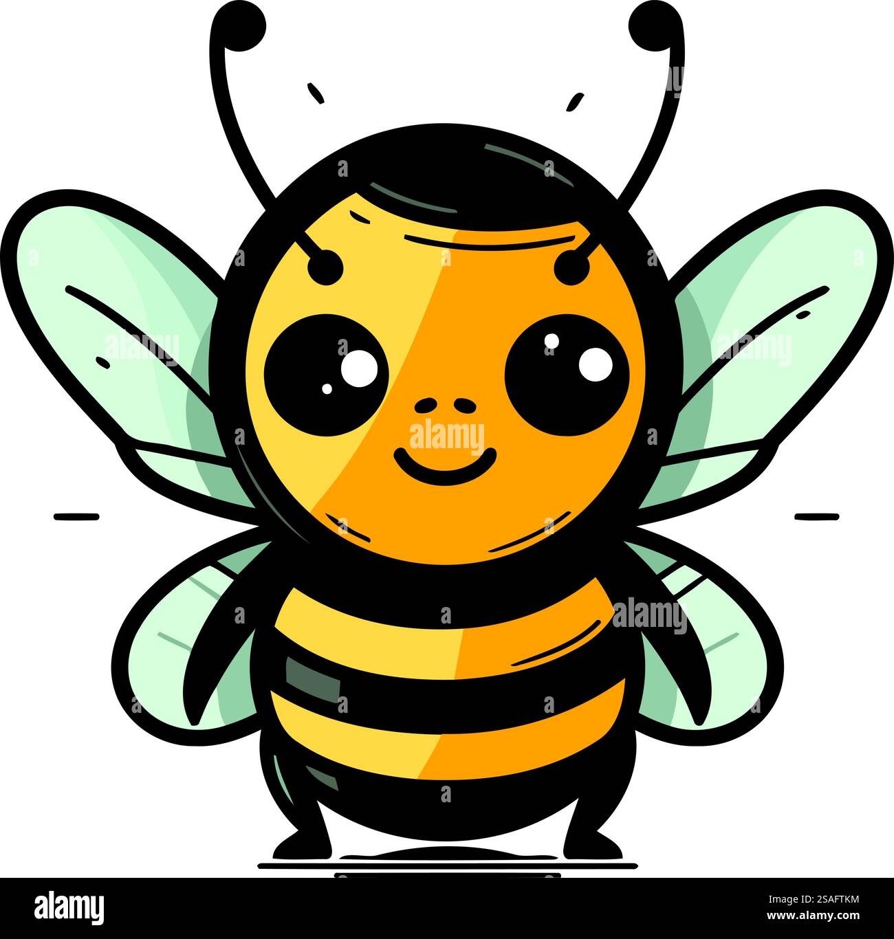 Cute cartoon bee. Vector illustration. Isolated on white background ...