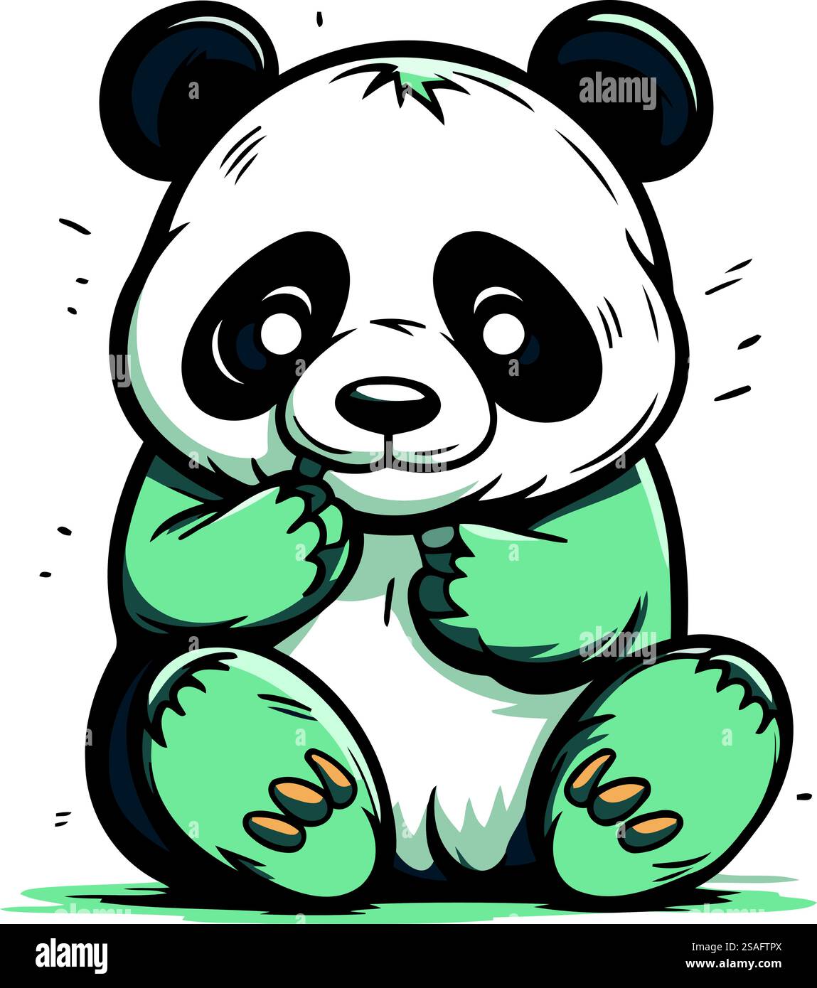 Cute cartoon panda sitting. Vector illustration isolated on white ...