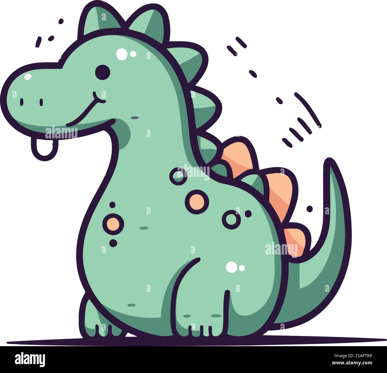 Cute cartoon dinosaur. Vector illustration in doodle style Stock Vector ...