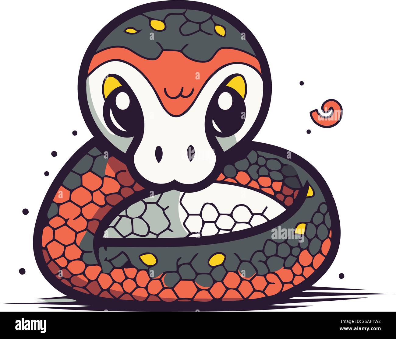 Cute cartoon snake. Vector illustration. Isolated on white background ...