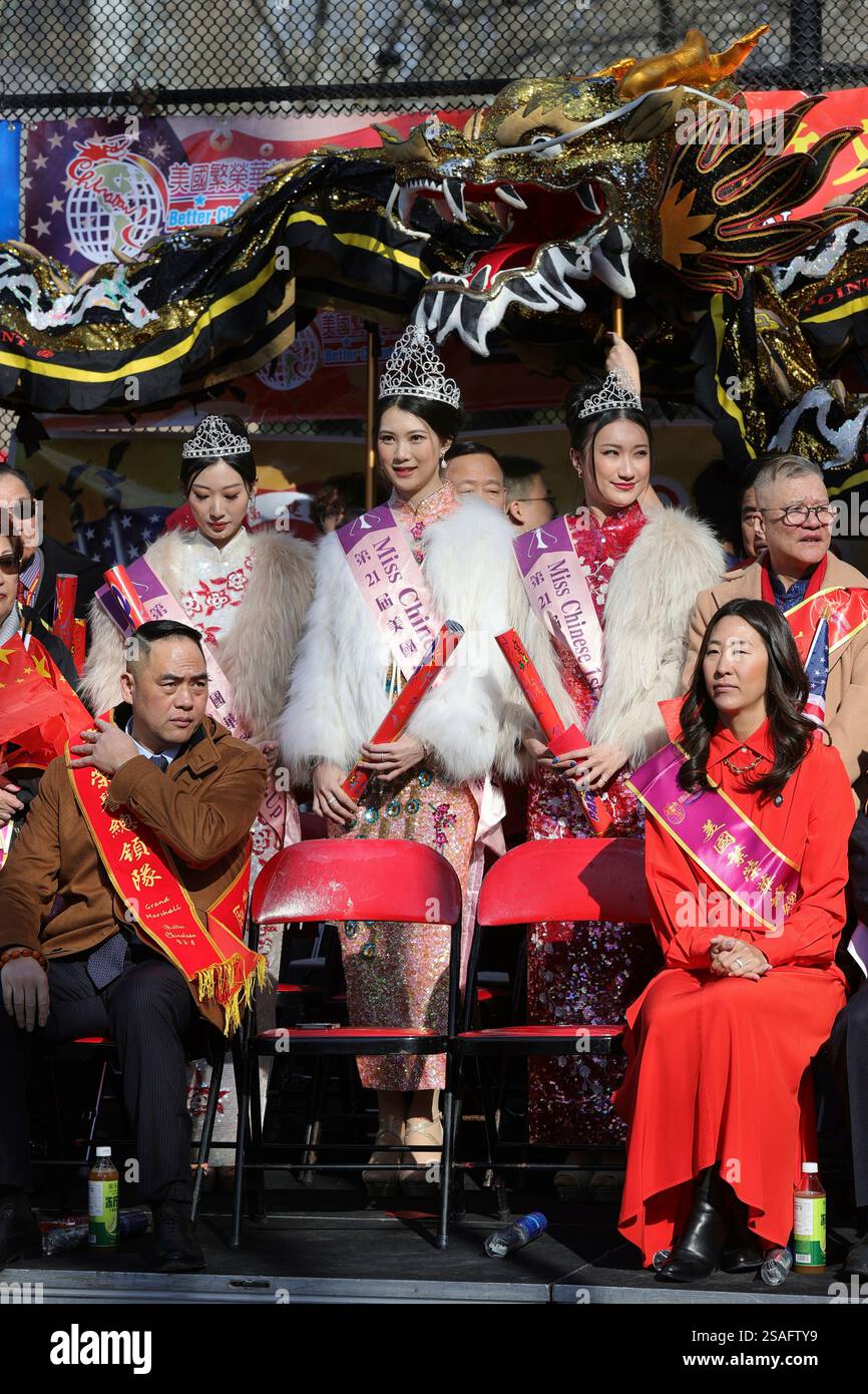 NEW YORK, NEW YORK - JANUARY 29: A colorful dragon parades through the ...