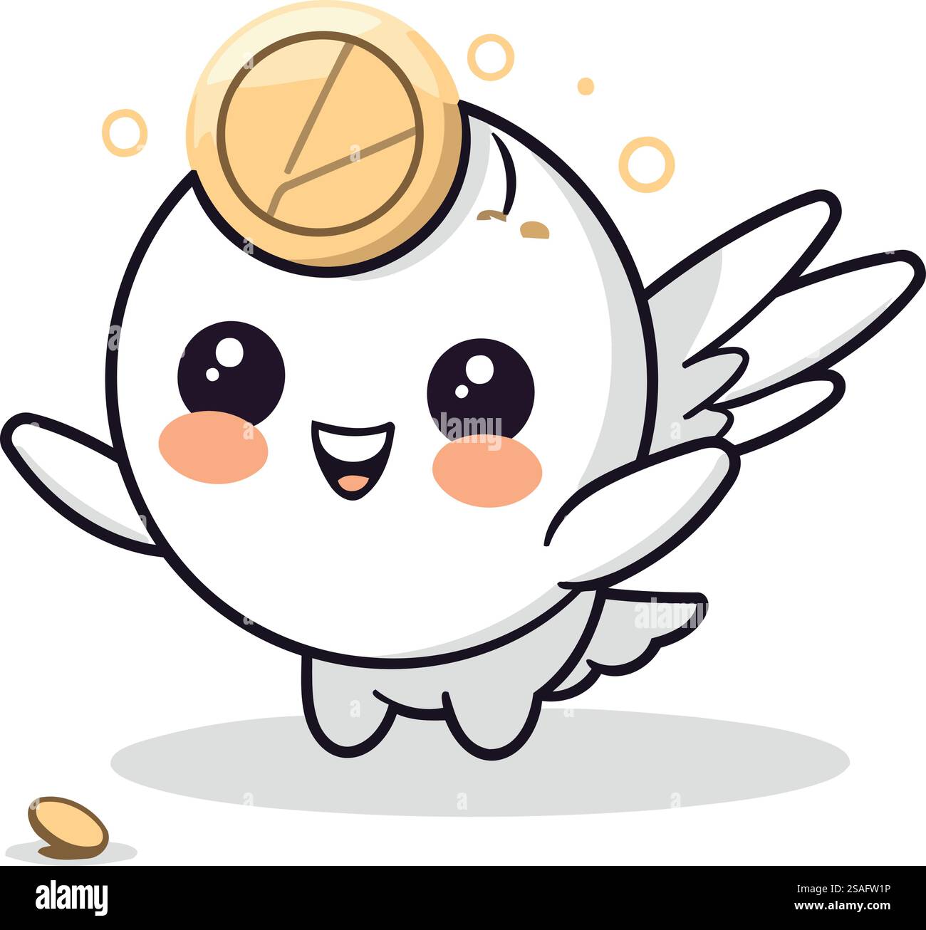 Cute Angel Mascot Character Flying with Coin Vector Illustration Stock ...