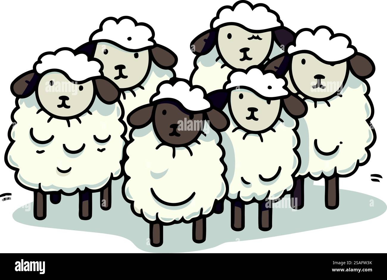 Cartoon sheep with cute faces. Vector illustration for your design ...