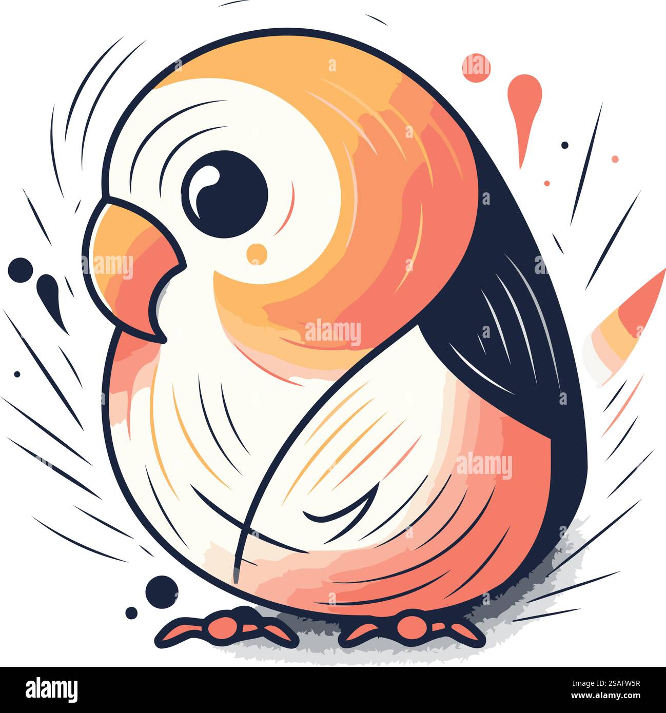 Vector illustration of cute cartoon little bird on white background ...