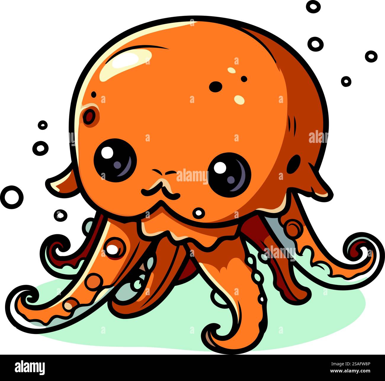 Cute cartoon octopus. Vector illustration isolated on white background ...